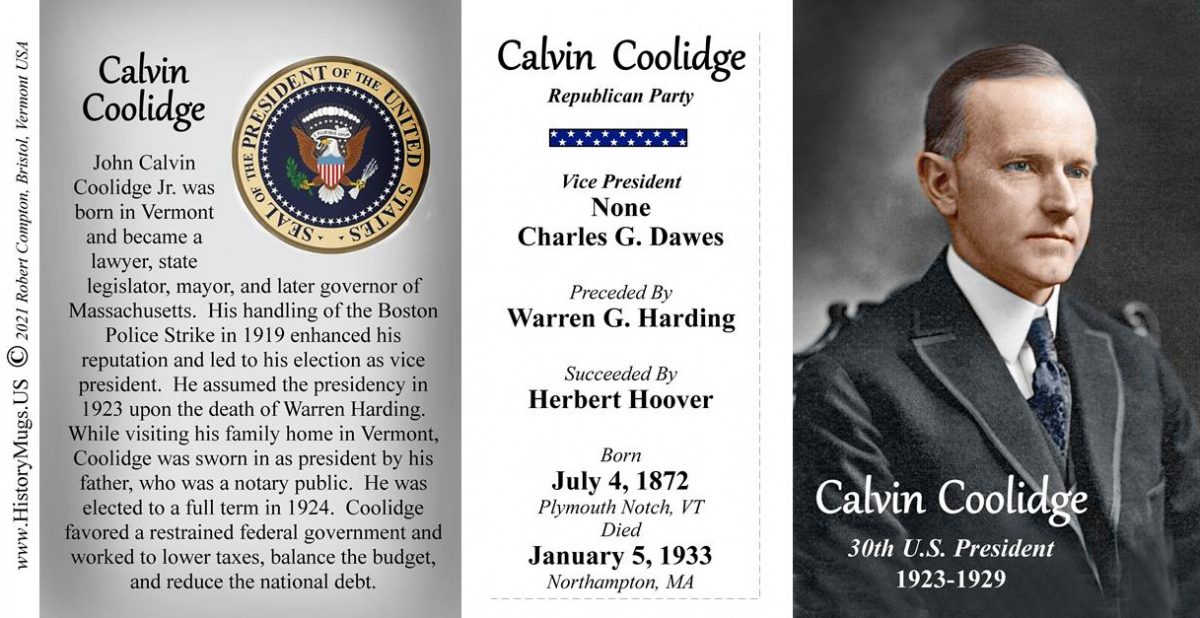 30th US President Calvin Coolidge - HistoryMugs.us