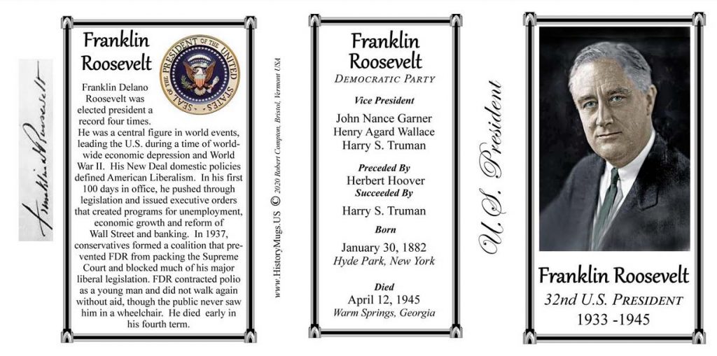 32nd US President Franklin D. Roosevelt - HistoryMugs.us