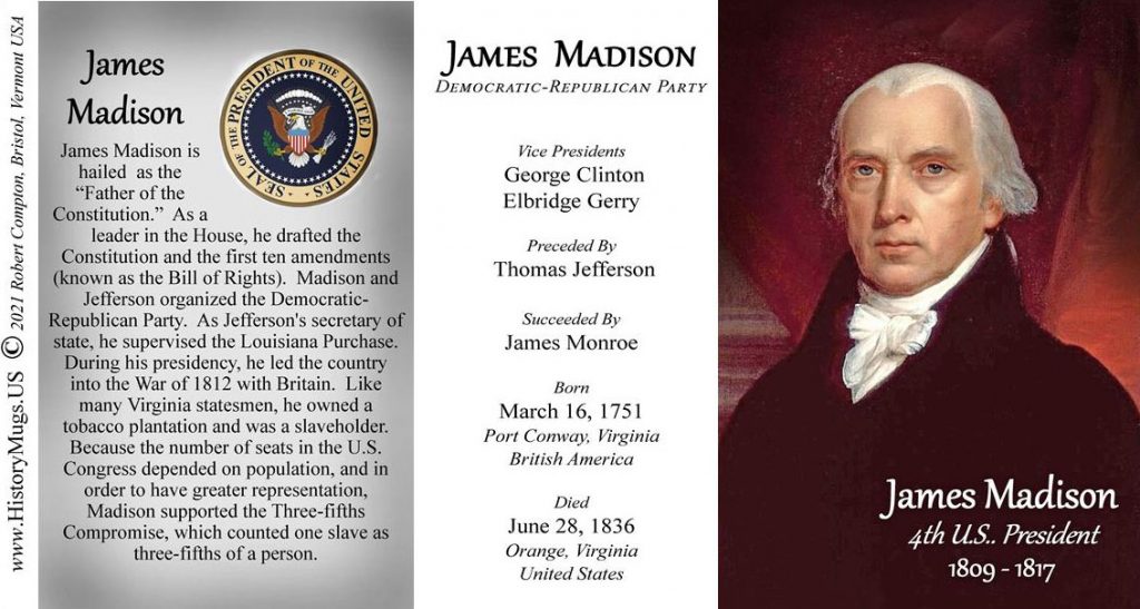 04- 4th US President James Madison - HistoryMugs.us