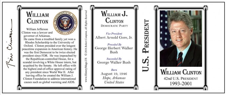 42nd US President William J. Clinton - HistoryMugs.us