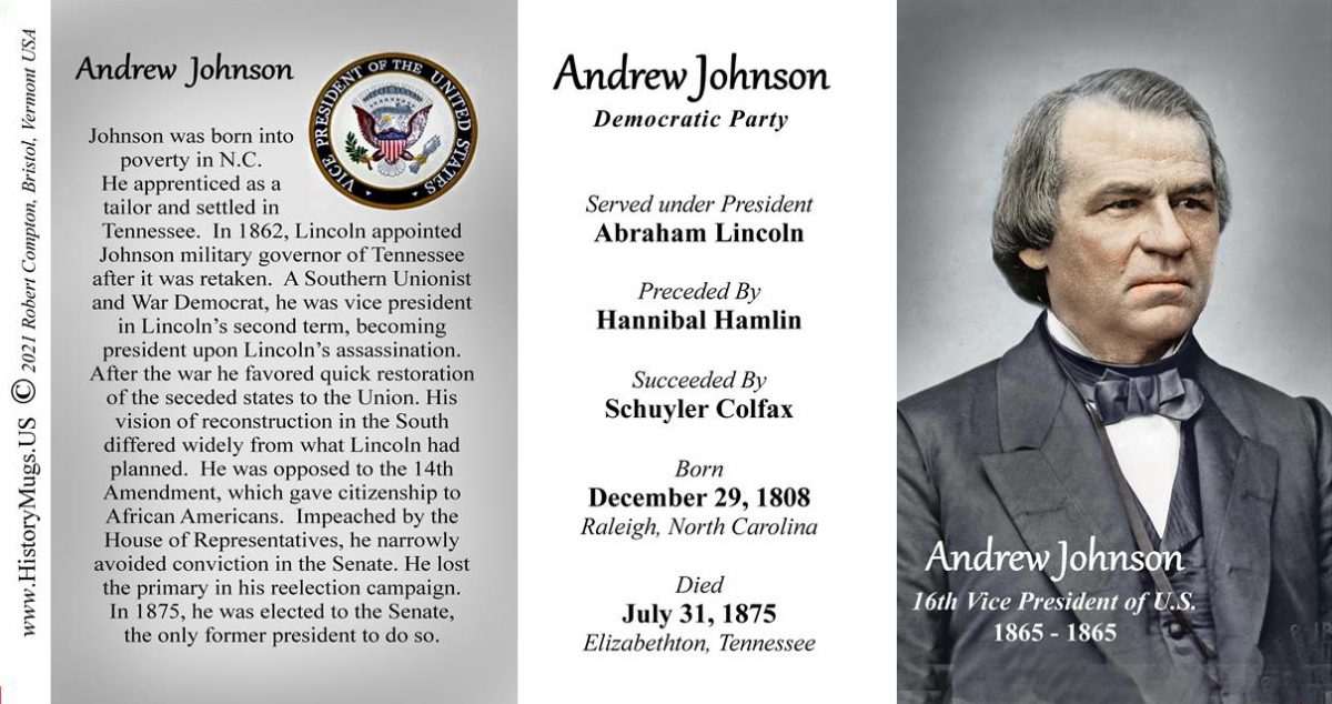 16th US Vice President Andrew Johnson - HistoryMugs.us