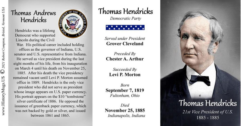 21st US Vice President Thomas Hendricks - HistoryMugs.us