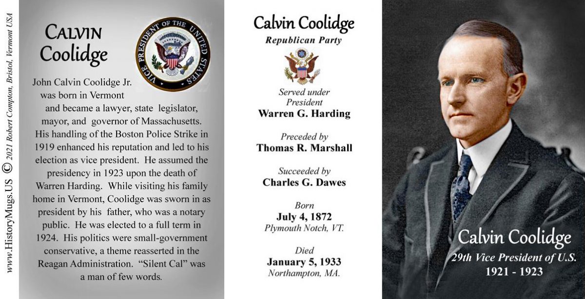 29th US Vice President Calvin Coolidge - HistoryMugs.us