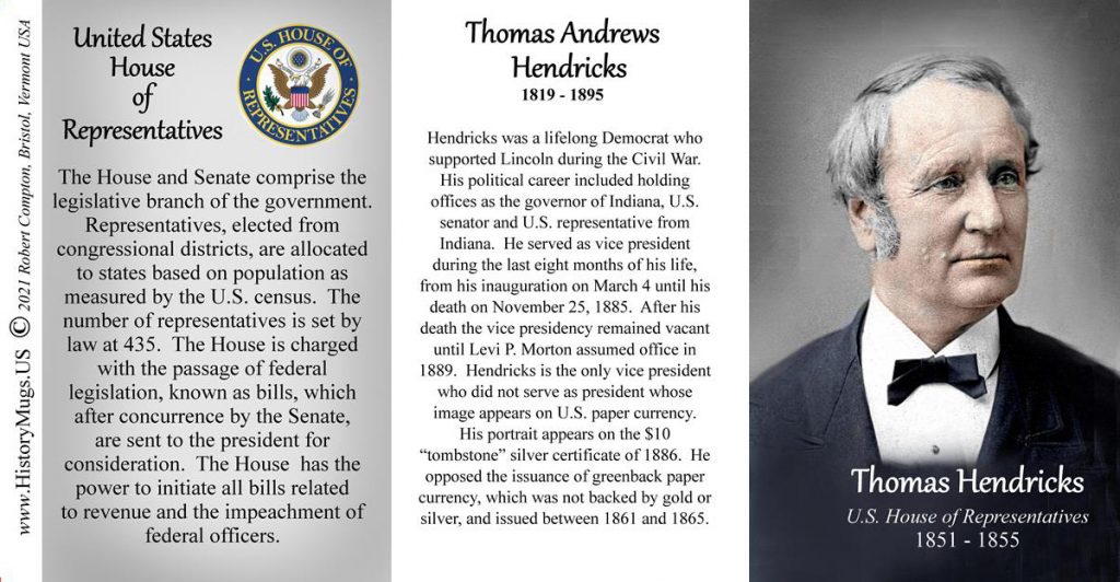 1851-1855, U.S. House of Representatives - Thomas Hendricks ...