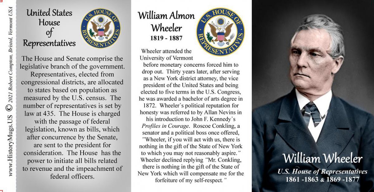 1861-1863, U.S. House of Representatives - William Wheeler - HistoryMugs.us