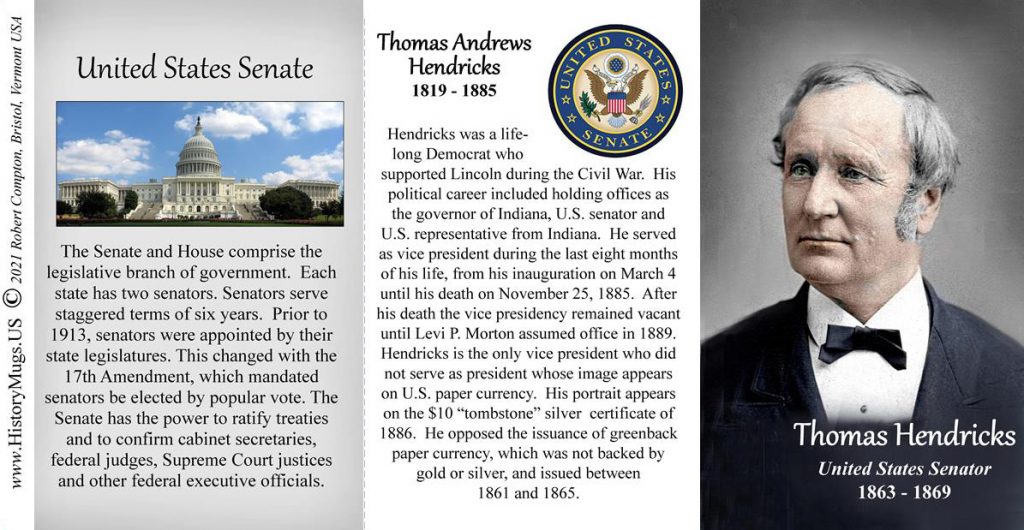 1863-1869, U.S. Senator Thomas Hendricks - HistoryMugs.us
