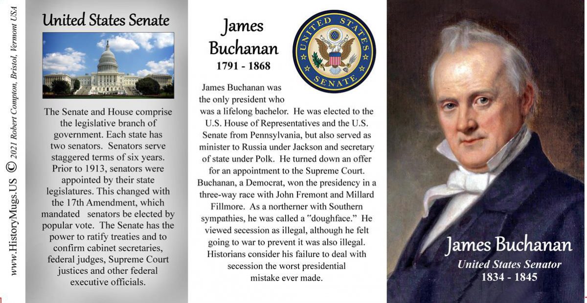 1834-1845, U.S. Senator James Buchanan - HistoryMugs.us
