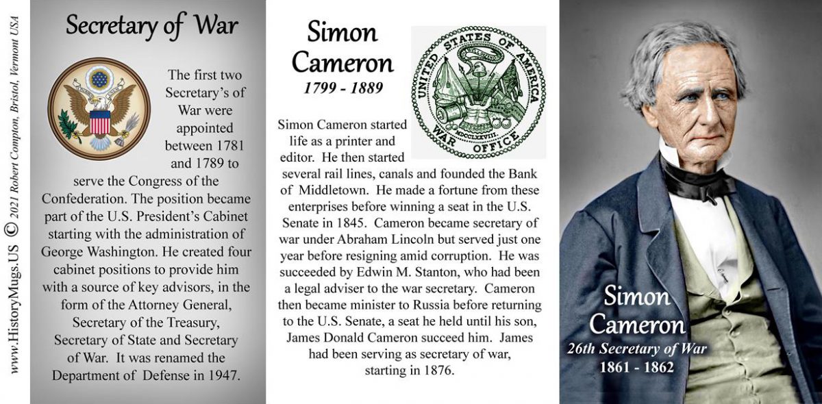 26- Secretary of War Simon Cameron - HistoryMugs.us