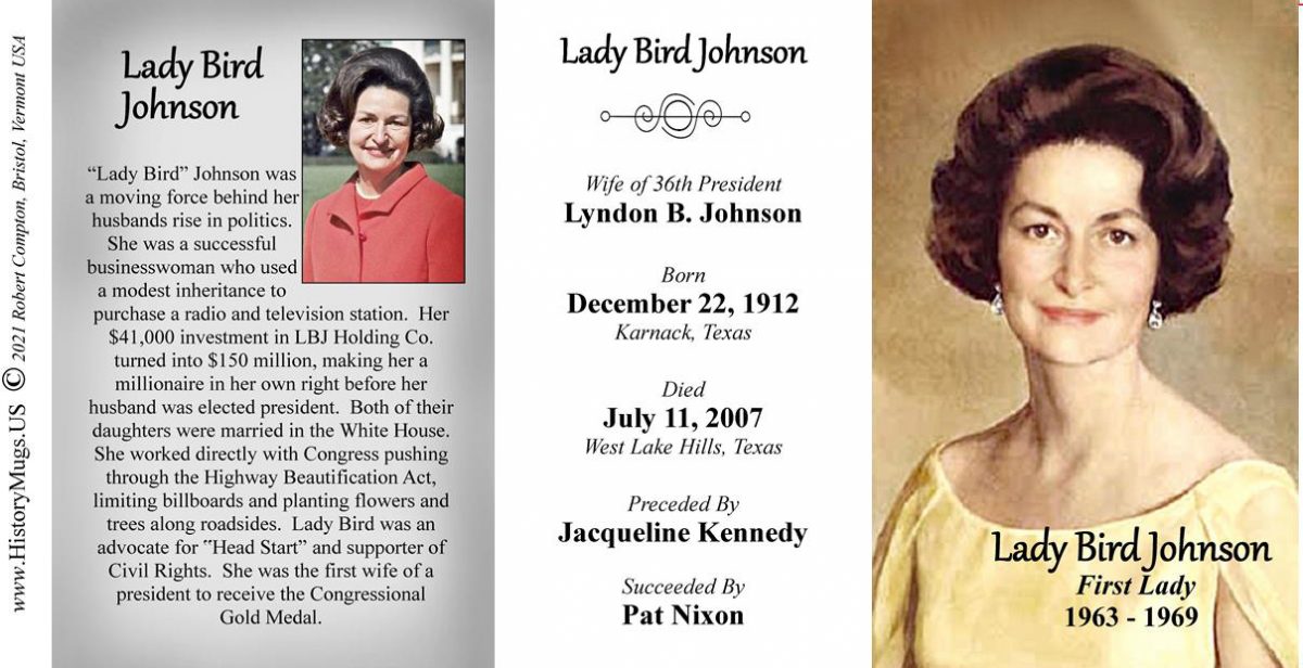 36- Lady Bird Johnson, First Lady - HistoryMugs.us