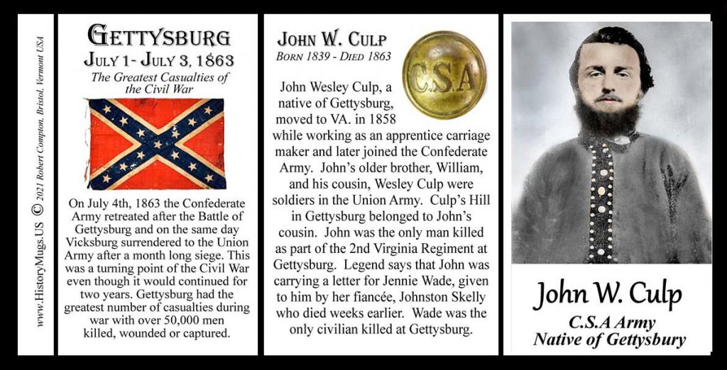 Culp, John Wesley - Civil War - HistoryMugs.us