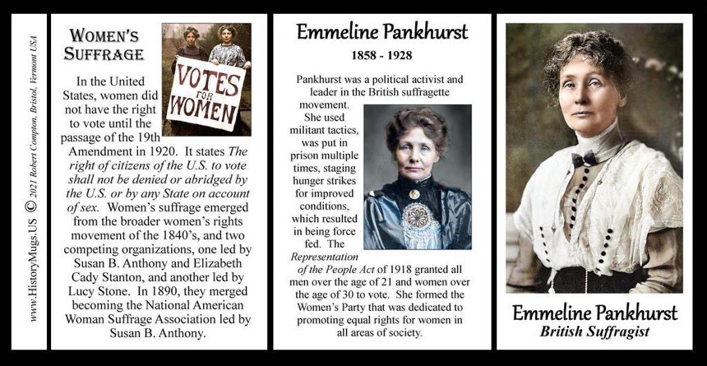 Pankhurst, Emmeline - Women's Suffrage - HistoryMugs.us