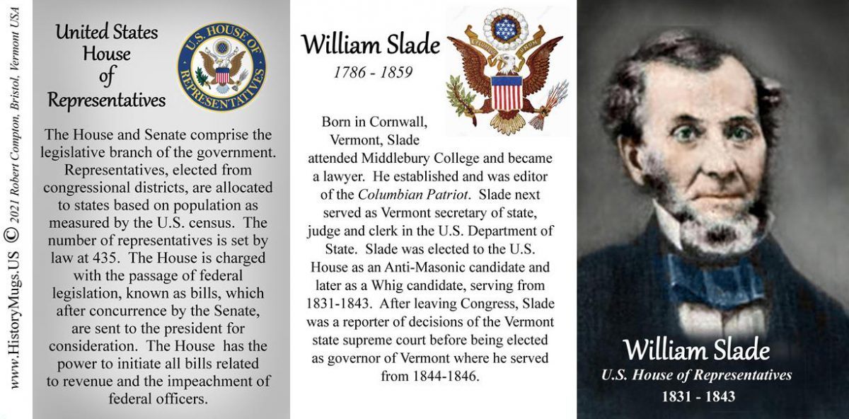 1831-1843, U.S. House of Representatives - William Slade - HistoryMugs.us