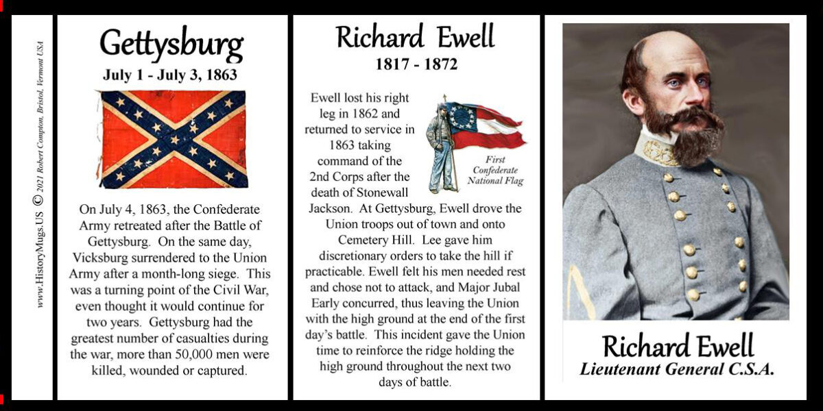 Ewell, Richard - Gettysburg - HistoryMugs.us