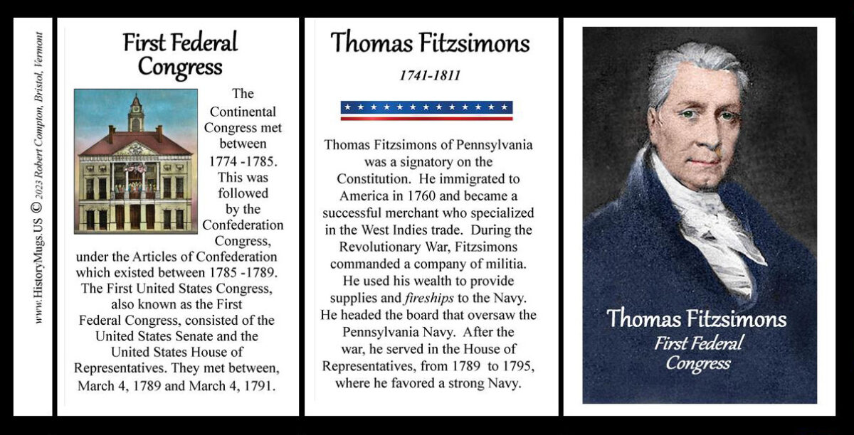 Representative Thomas Fitzsimons - First Federal Congress - HistoryMugs.us