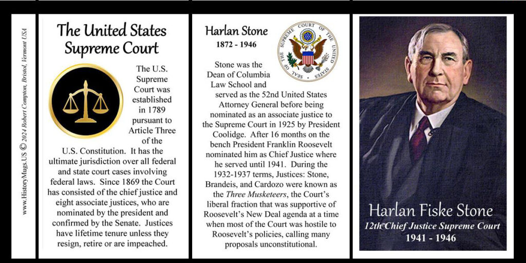 1941-1946, 12th Chief Justice, Supreme Court, Harlan Fiske Stone ...