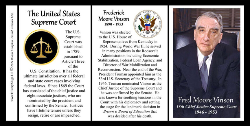 1946-1953, 13th Chief Justice, Supreme Court, Fred Moore Vinson ...