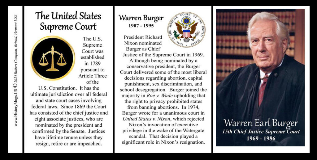 1969-1986, 15th Chief Justice, Supreme Court, Warren Burger ...